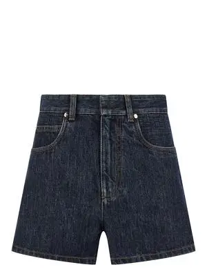 Fendi Ff Padded Denim Shorts - Blue