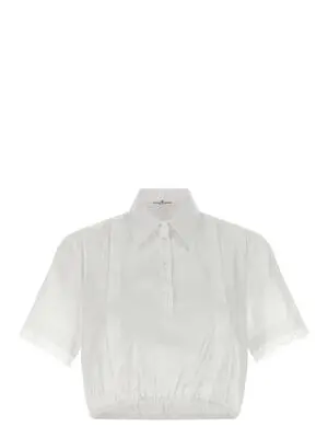 Ermanno Scervino Lace Insert Crop Shirt - White