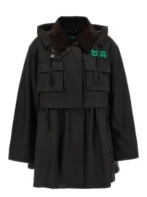 Barbour X Ganni Waxed Cotton Parka - Brown