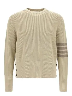 Thom Browne 4bar Knitted Cotton Sweater - Beige