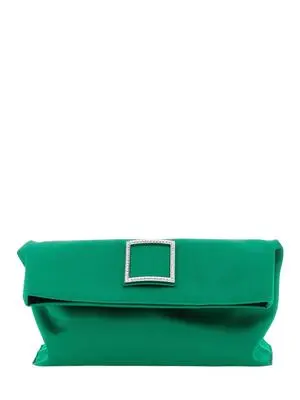 ROGER VIVIER Trompette Satin Clutch Bag - Green