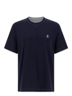 Brunello Cucinelli Double Layer T-shirt - Blue