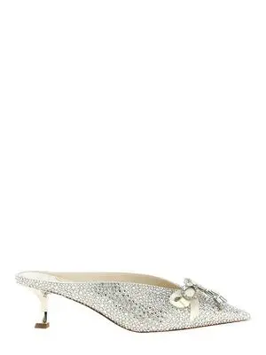 JIMMY CHOO Auria Satin Sabots - Silver