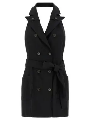 Elisabetta Franchi Gabardine Vest Dress - Black