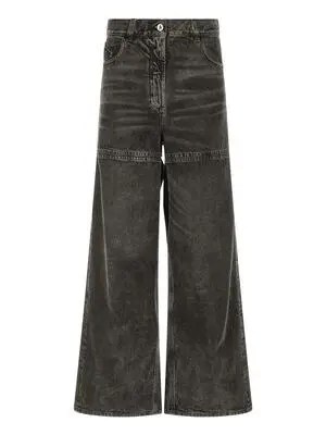 Attico Stonewashed Cotton Denim Jeans - Black