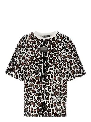 DOLCE & GABBANA DOLCE & GABBANA Animal Print Logo Plaque T-Shirt