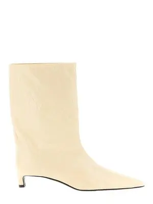 JIL SANDER Craquelé Leather Boots - Beige