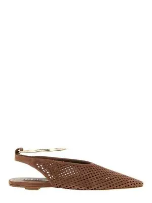 JIL SANDER Openwork Suede Slingback Ballet Flats - Brown