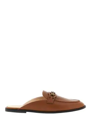 Pinko Naty Leather Sabots - Brown
