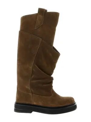 ATTICO THE ATTICO Robin Passeggiata Suede Combat Boots