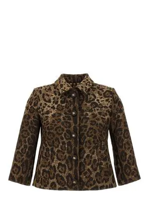 DOLCE & GABBANA DOLCE & GABBANA Animal Print Jacquard Wool Blazer
