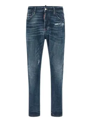 Dsquared2 Stonewashed Stretch Cotton Denim Jeans - Blue
