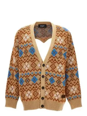 Dsquared2 Heart Vintage Shetland' Cardigan - Multi