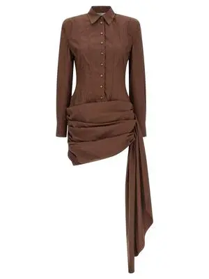 Giuseppe Di Morabito Cotton Poplin Chemisier Mini Dress - Brown