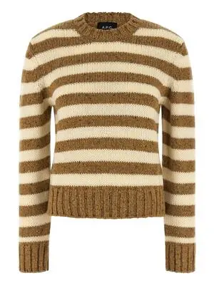 A.p.c. Striped Virgin Wool Sweater - Brown