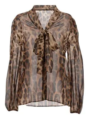 Dolce & Gabbana Animal Print Silk Blouse - Multi