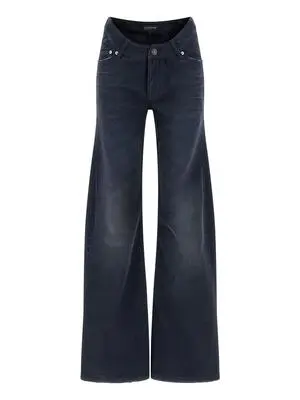 Balenciaga Curved Waist Denim Jeans - Blue