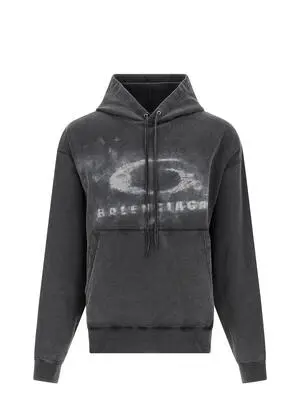 Balenciaga 'washed Crayon Loop' Hoodie White/black
