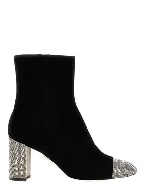 Rene Caovilla Bonnie Suede Ankle Boots - Black