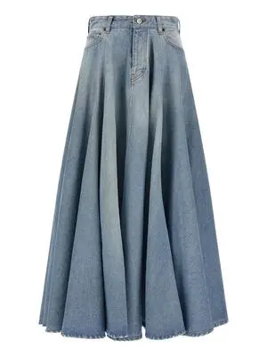 Balenciaga Godet Denim Skirt - Light Blue