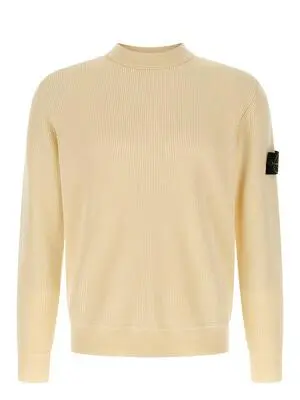 Stone Island Ribbed Cotton Pullover - Beige