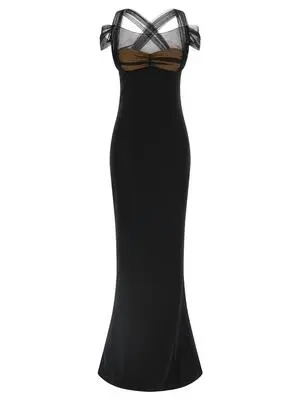 NENSI DOJAKA Draped Padded Cup Maxi' Dress - Black