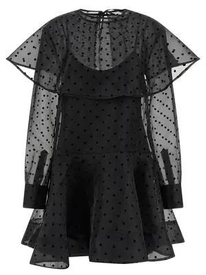 GANNI Organza Circle Collar Dress - Black