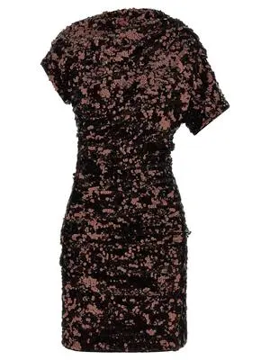 GANNI Sequined Mini Dress - Brown
