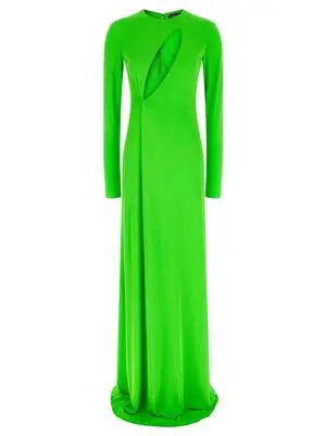 TOM FORD Long Sleeve Slash Front Evening Gown - Green