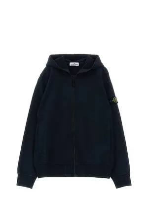 Stone Island Logo Badge Hoodie - Blue