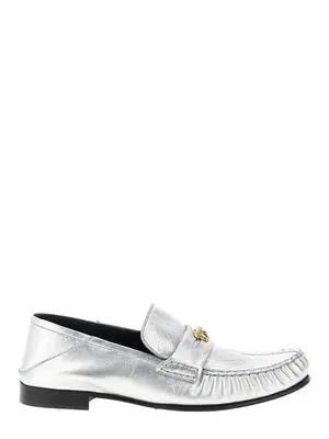 Versace La Medusa Laminated Nappa Leather Loafers - Silver
