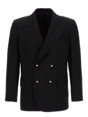 Etro Check Double-breasted Blazer - Black