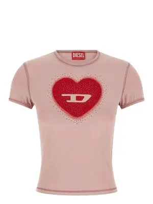 DIESEL® Cotton Stretch Jersey T-shirt - Pink
