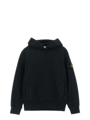 Stone Island Logo Badge Hoodie - Black