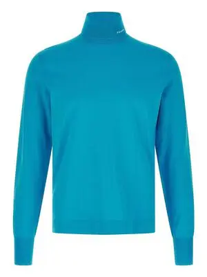 Prada Logo Intarsia Turtleneck Sweater - Light Blue