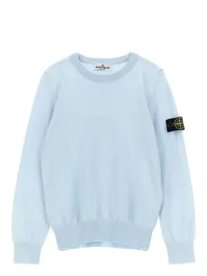 Stone Island STONE ISLAND JUNIOR Logo Badge Sweater Light Blue