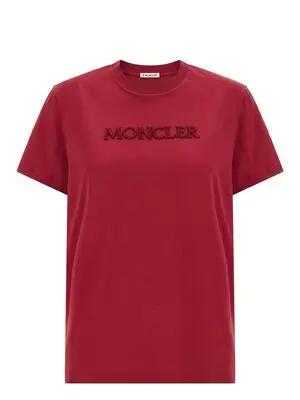 Moncler MONCLER Embroidered Logo Cotton T-Shirt Red