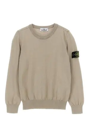 Stone Island STONE ISLAND JUNIOR Logo Badge Sweater Beige