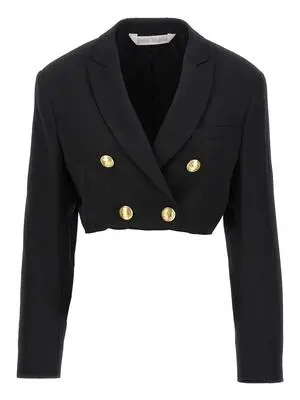 PALM ANGELS PALM ANGELS Cropped Double-Breasted Wool-Blend Blazer