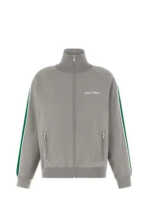 Miu Miu MIU MIU Logo Embroidery Tech Yarn Sweatshirt Gray