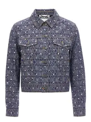 Moschino Embellished Logo Denim Jacket - Blue
