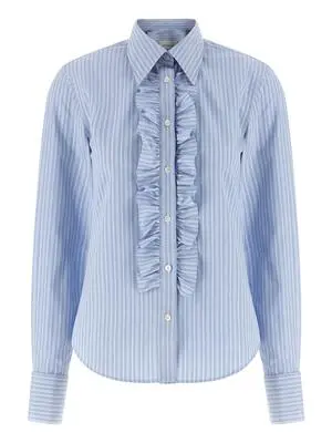 AMI AMI PARIS Striped Cotton Poplin Jabot Shirt