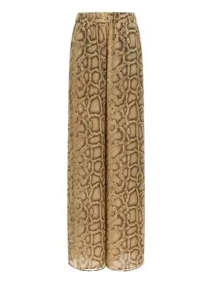 Andamane Lena Python Print Georgette Trousers - Beige