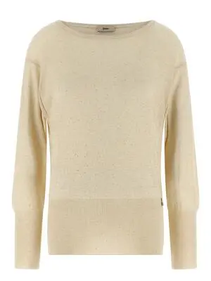 Herno HERNO Lamé And Sequin Yarn Sweater Beige