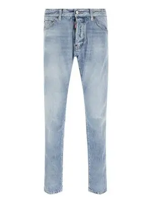 Dsquared2 Teddy Cotton Denim Jeans - Light Blue