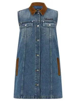 Versace VERSACE Cotton Denim Mini Dress Blue