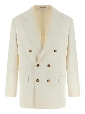 Brunello Cucinelli Linen Silk Blazer - White