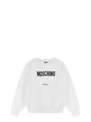 MOSCHINO KID TEEN Logo Lettering Sweatshirt - White/black