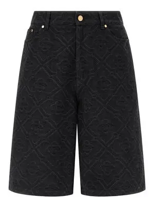Casablanca Laser Monogram Denim Bermuda Shorts - Black