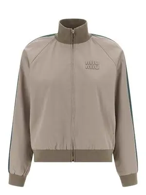 Miu Miu Cotton Twill Bomber Jacket - Gray